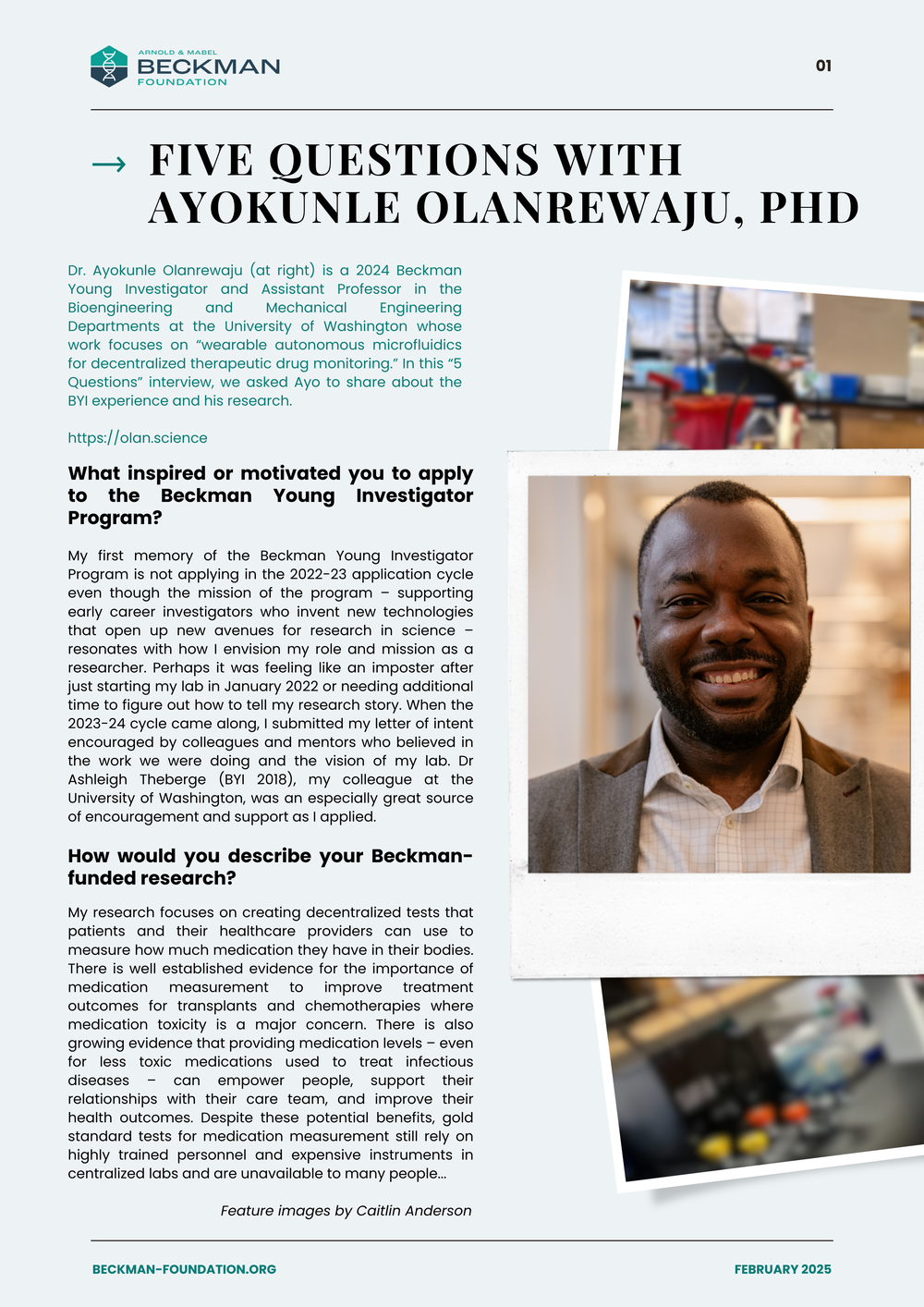 Five Questions with Ayokunle Olanrewaju, PhD | Beckman Foundation